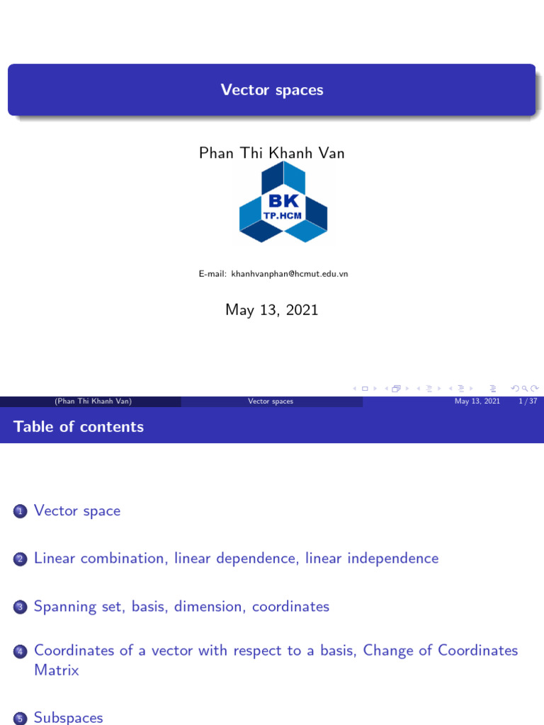 Chapter 2 Vector Space BKU | PDF | Basis (Linear Algebra) | Vector Space
