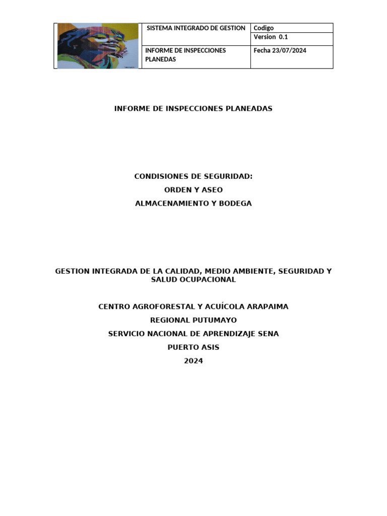 Informe de Inspecciones Planeadas Amodespu-1 | PDF | Mercancías peligrosas