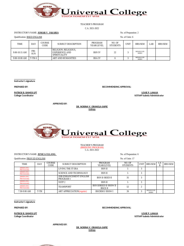 Teacher's Program Overview 2021-2022 | PDF