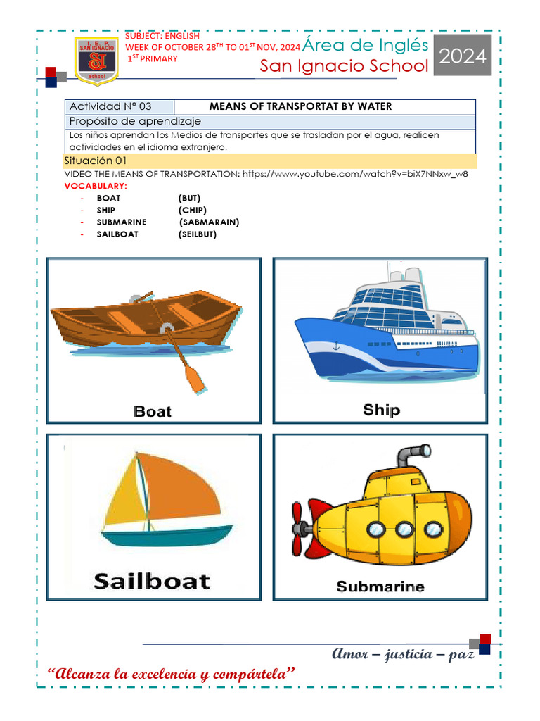 Eda7 Bim Iv - 1° Primary A - B - Ingles-Sem03-Iep-Sis-2024 | PDF