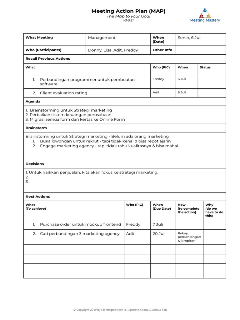 Meeting Mastery Meeting Action Plan (MAP) Template v3-5.21 | PDF