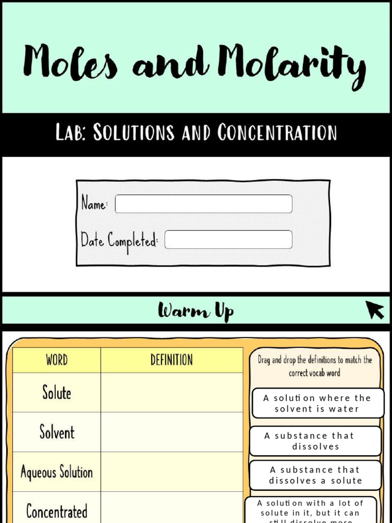 4lab - Solutions and Concentration PhET Simulation | PDF
