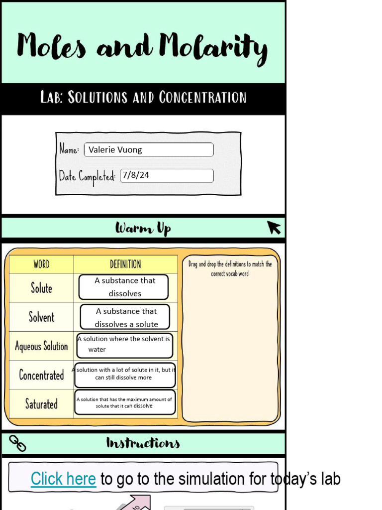 LAB - Solutions & Concentration | PDF | Concentration | Solubility