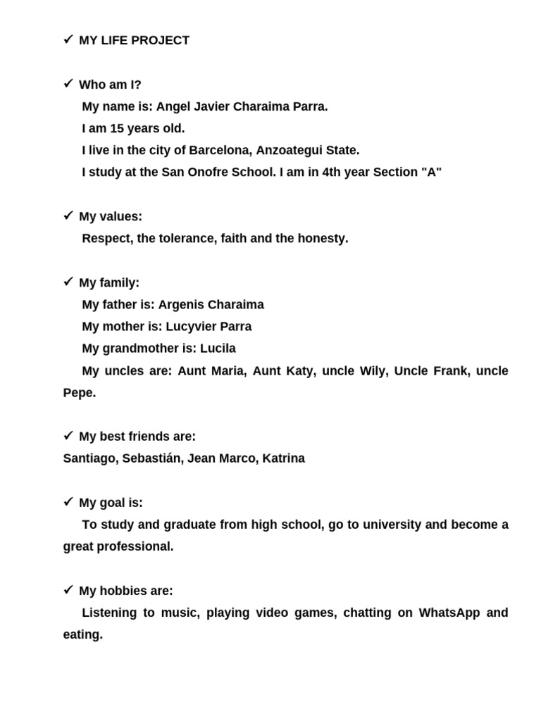 1 My Life Project | PDF