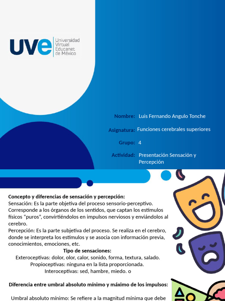 AnguloTonche LuisFernando A1U2 | PDF | Percepción | Sentidos