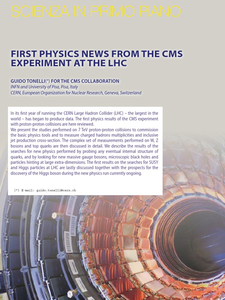 First Physics News From The Cms Experiment at The LHC | PDF | Large ...