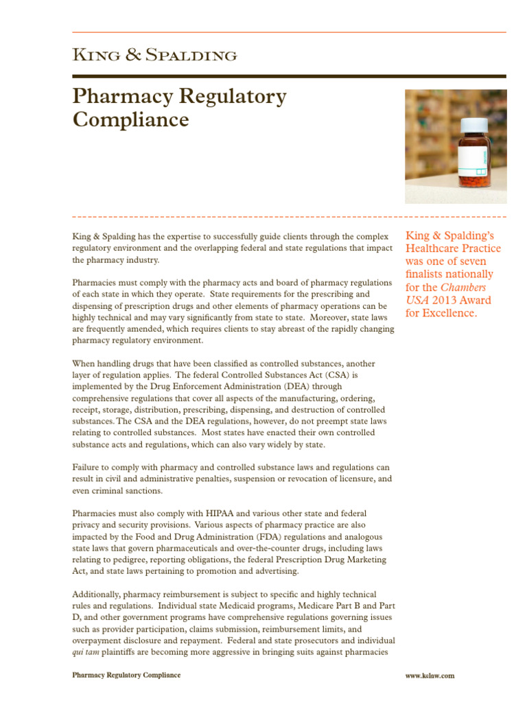 Pharmacy Regulatory Compliance Overview | PDF | Controlled Substances ...