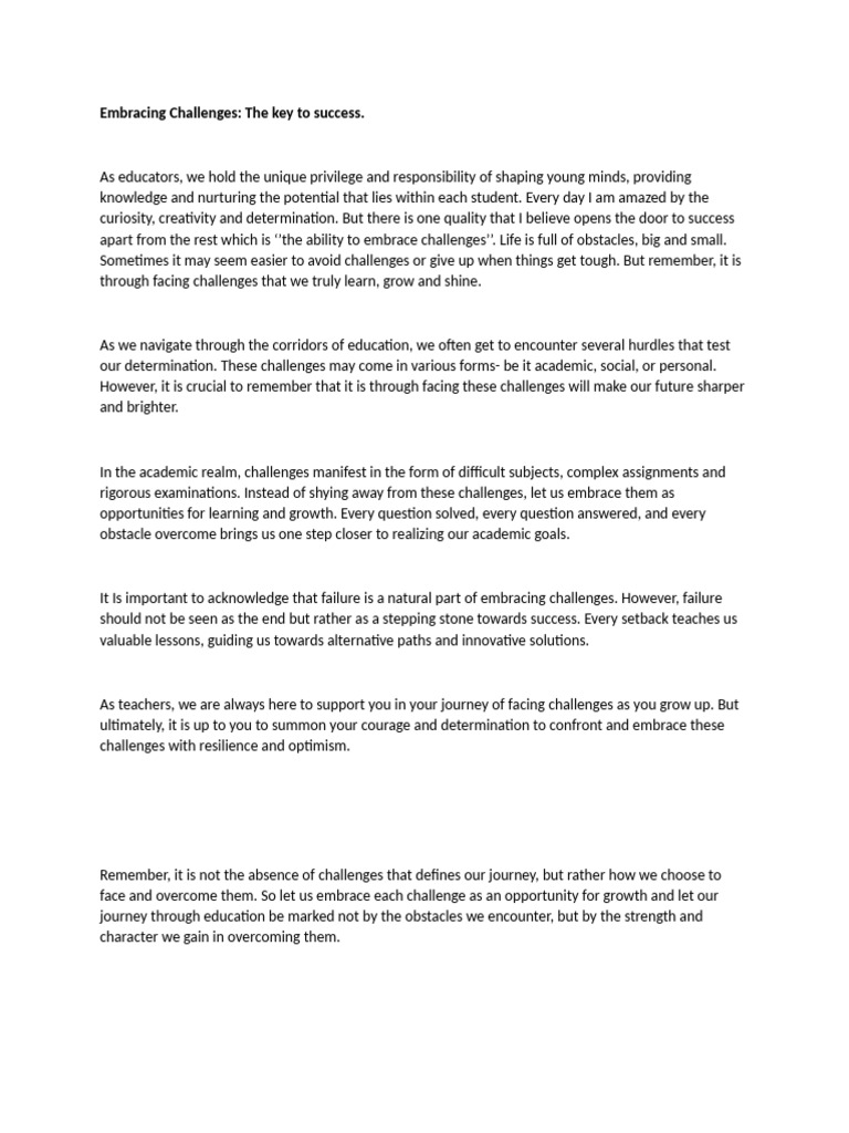 Embracing Challenges for Success in Education | PDF