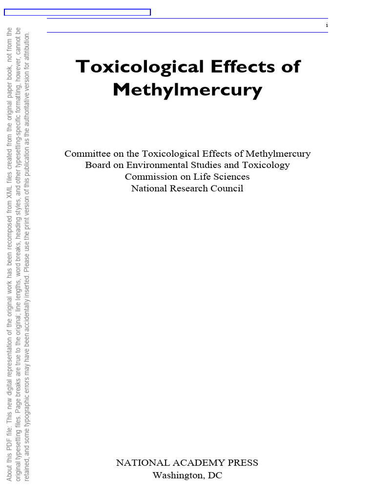 Toxicological Effects of Methylmercury | PDF | Science