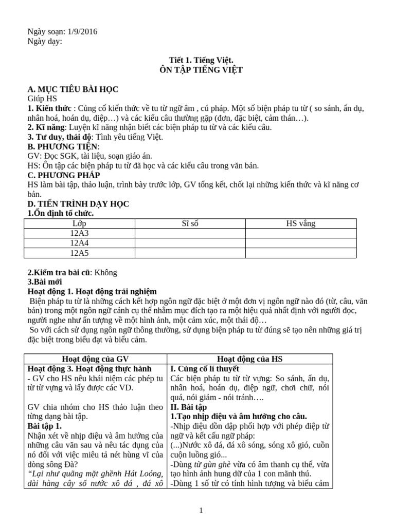 GIAO AN TU CHON Van 12 Ca Nam | PDF