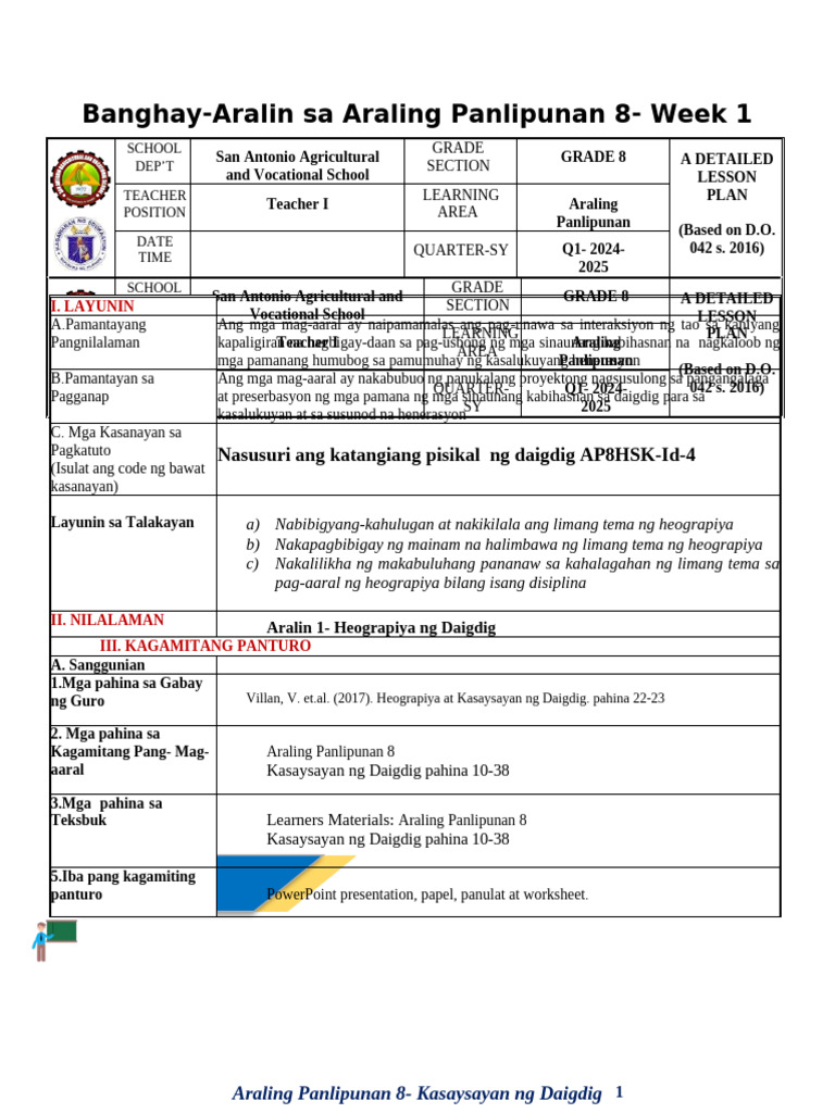 DLP Grade 8 AP-unang Markahan Aralin 2 | PDF