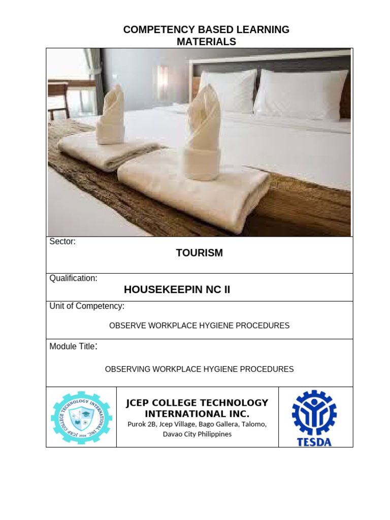 Workplace Hygiene Procedures Module | PDF | Hand Washing | Hygiene