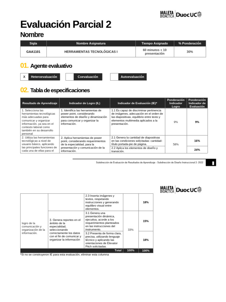 Evaluación Parcial 2 | PDF | Evaluación | Aprendizaje