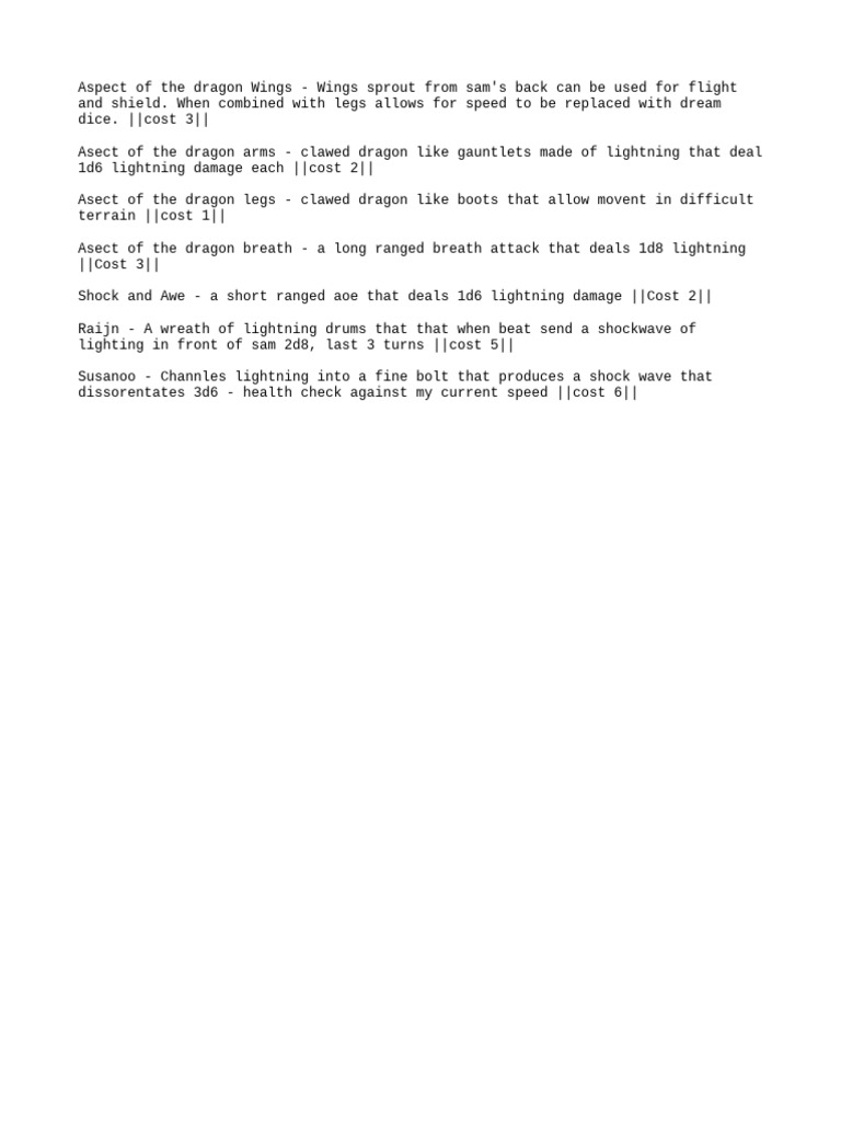 Dragon Aspects and Lightning Abilities | PDF