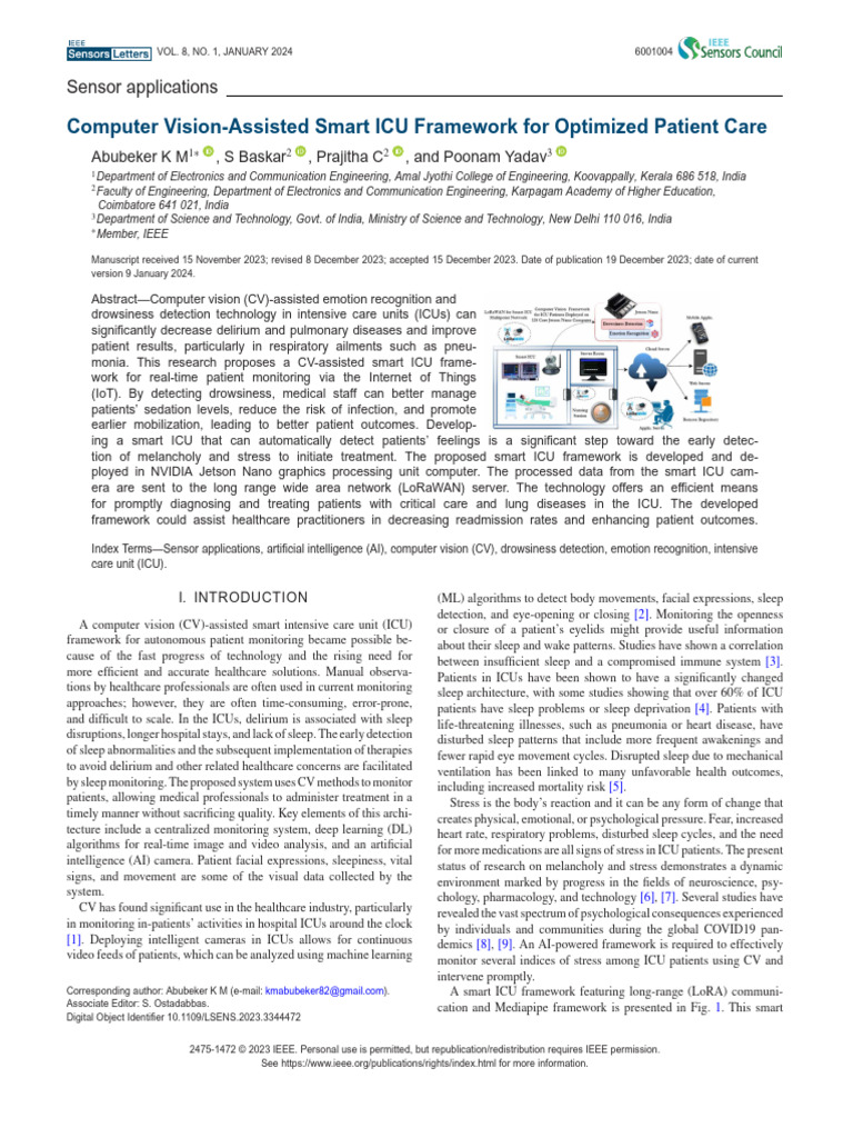 Computer Vision-Assisted Smart ICU Framework For Optimized Patient Care ...