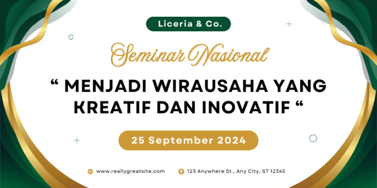 Banner Seminar Nasional Modern Elegan Hijau Dan Emas - Unlocked | PDF ...