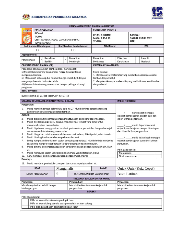 MT THN 3 TS25 Tajuk 2 | PDF