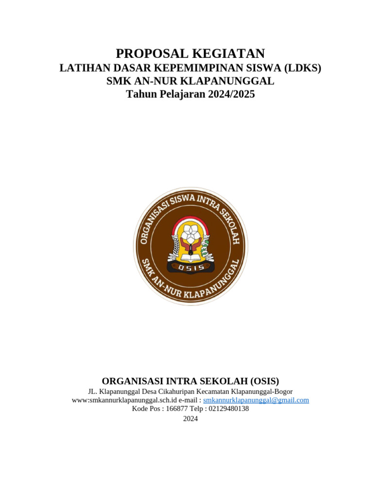 Proposal Kegiatan LDKS 2024 Finalle | PDF