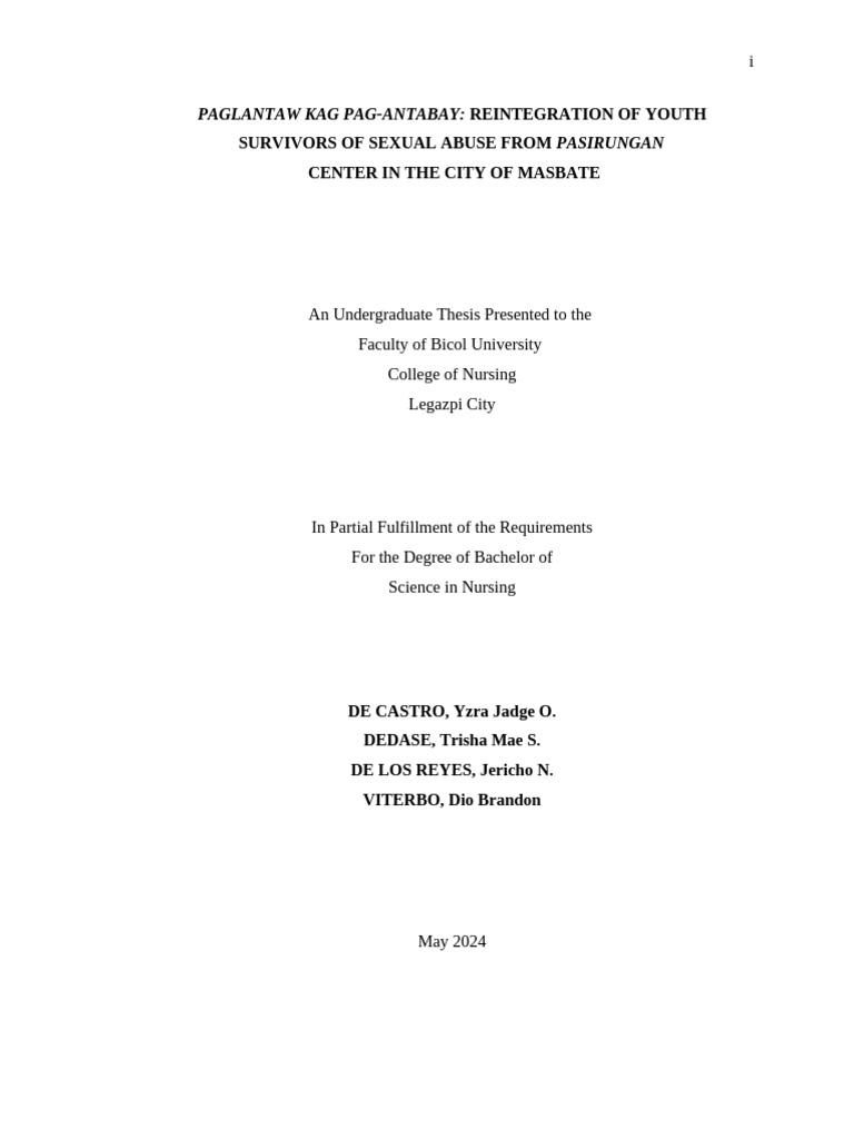 THESIS FINAL Preliminary Pages | PDF | Thesis | Mental Health