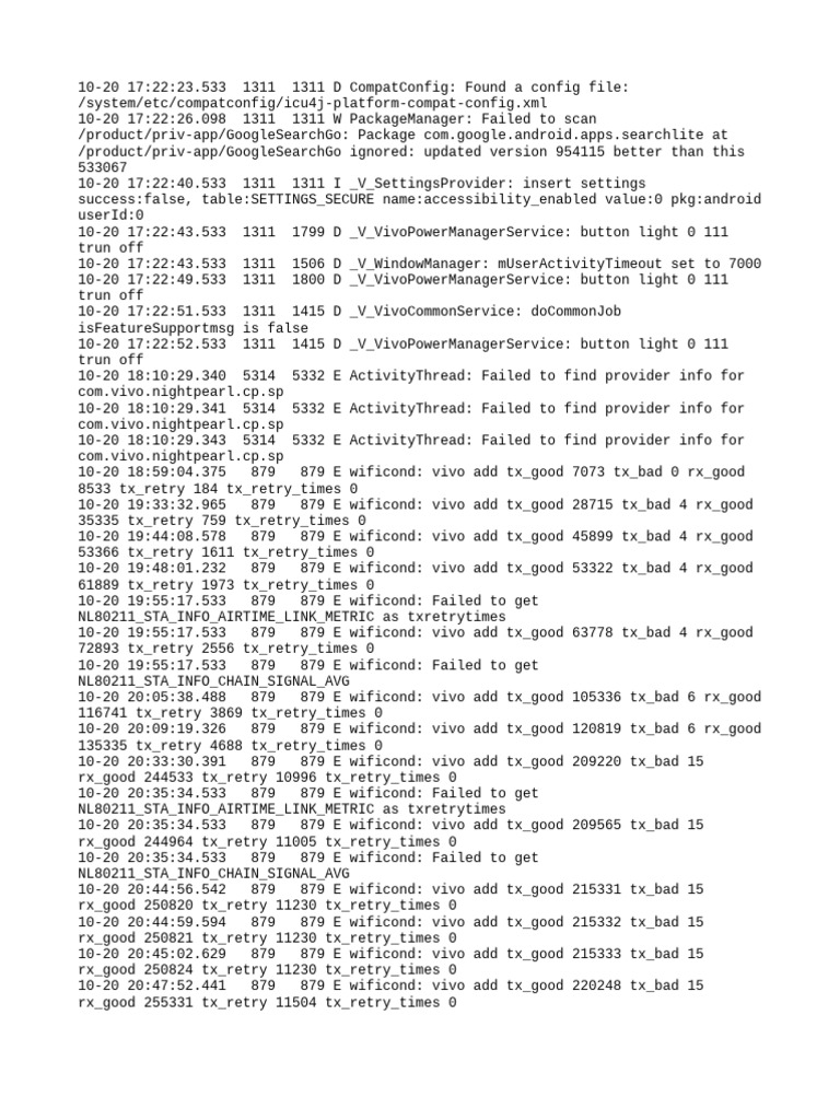 Vivo Device Log Analysis Report | PDF | Computing | Operating System Families