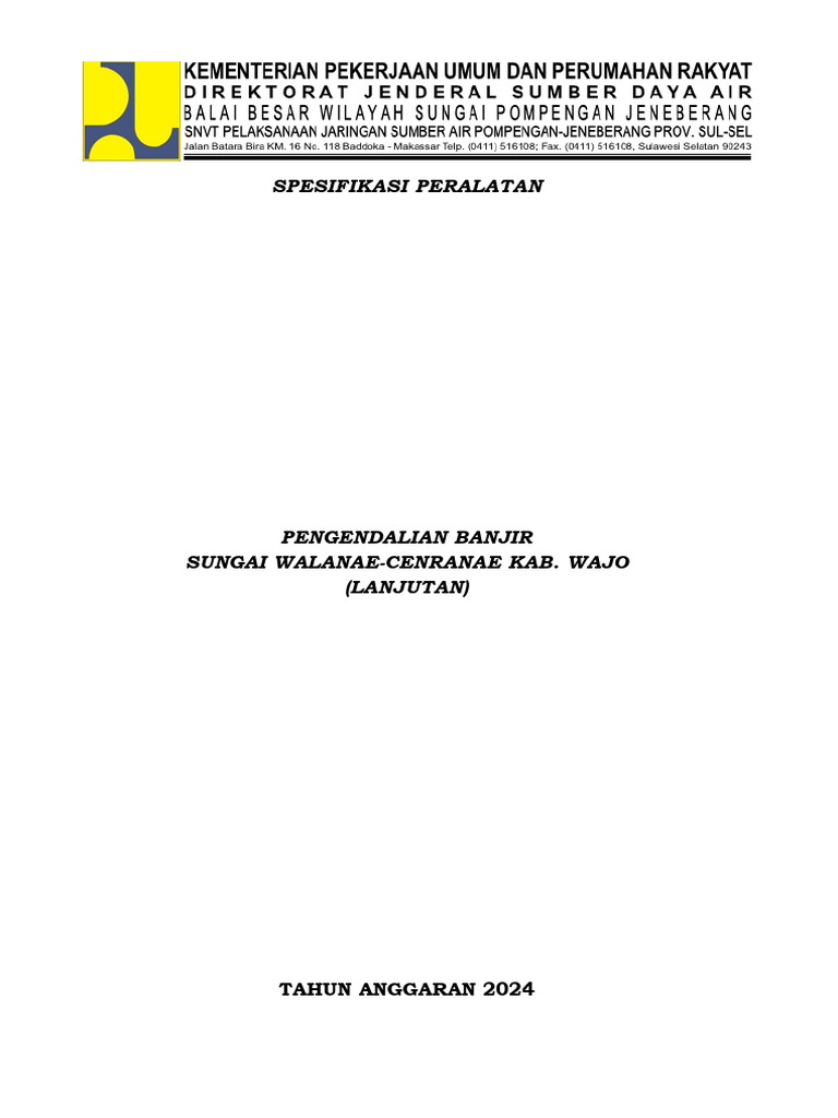 Spesifikasi Peralatan Walanae 2024 | PDF