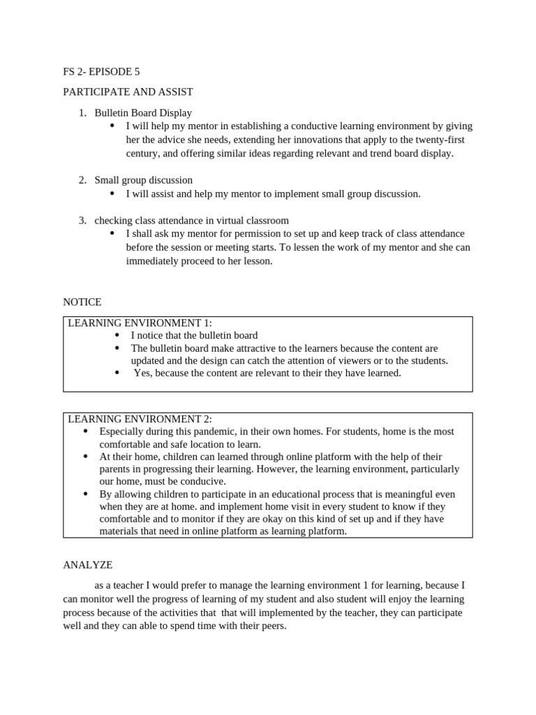 FS 2 Episode 5 | PDF | Learning | Mentorship
