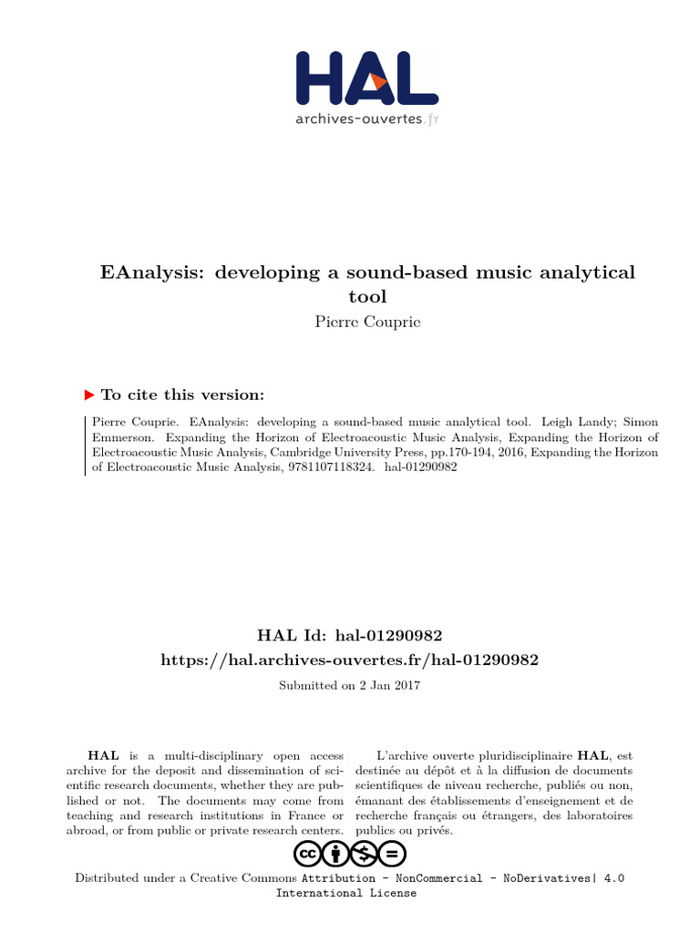 EAnalysis: A Tool for Music Analysis | PDF | Data Analysis | Software