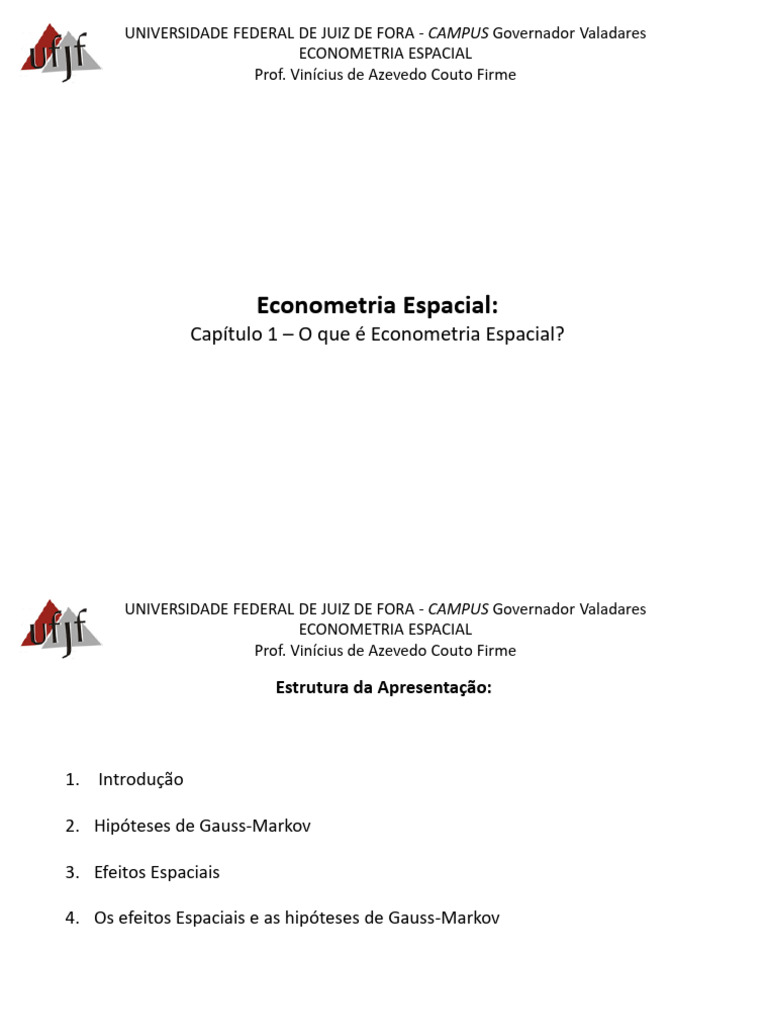 Econometria Espacial Notas de Aula CAP 1 | PDF | Estimador | Econometria