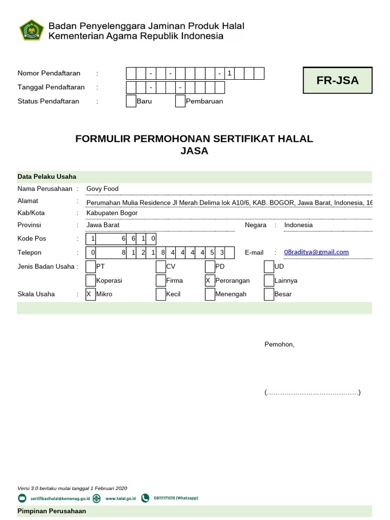 Formulir Jasa | PDF