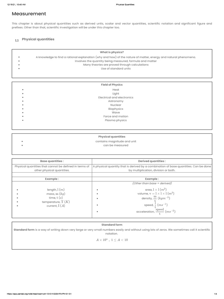Form 4 and 5 Physics Short Notes | PDF | Quantity | Physics