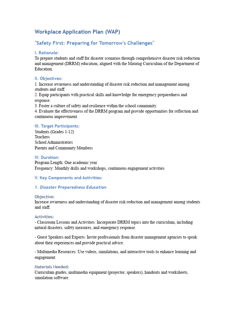 Workplace Disaster Preparedness Plan | PDF | Emergency Management ...