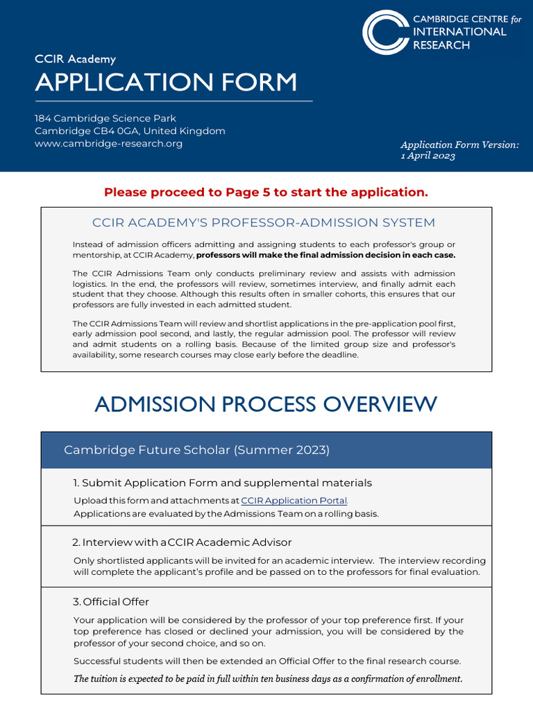 CCIR Academy - Application Form | PDF | Neuroscience | Machine Learning