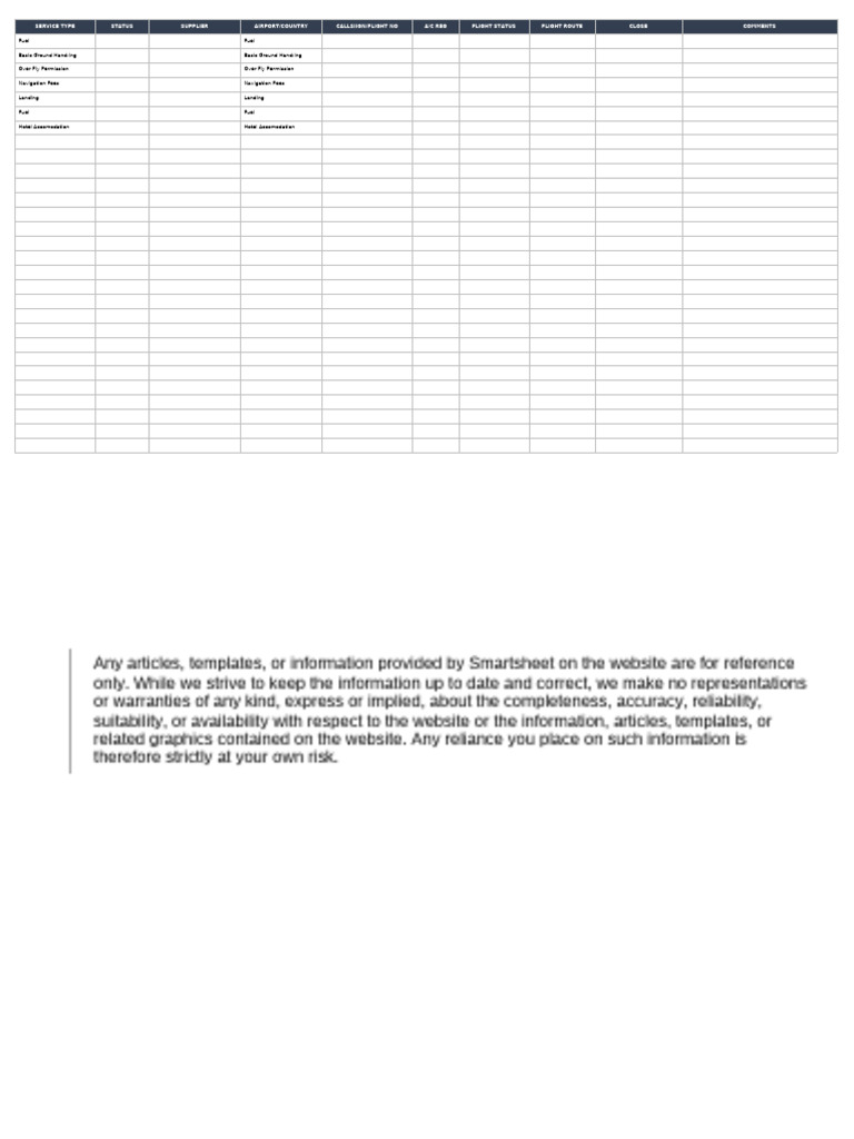Aircraft Handling Services Tracking-List-Template | PDF