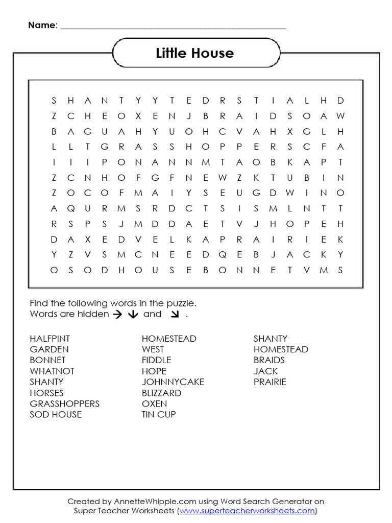 Little House Word Search | PDF | Linguistics | Word Puzzles