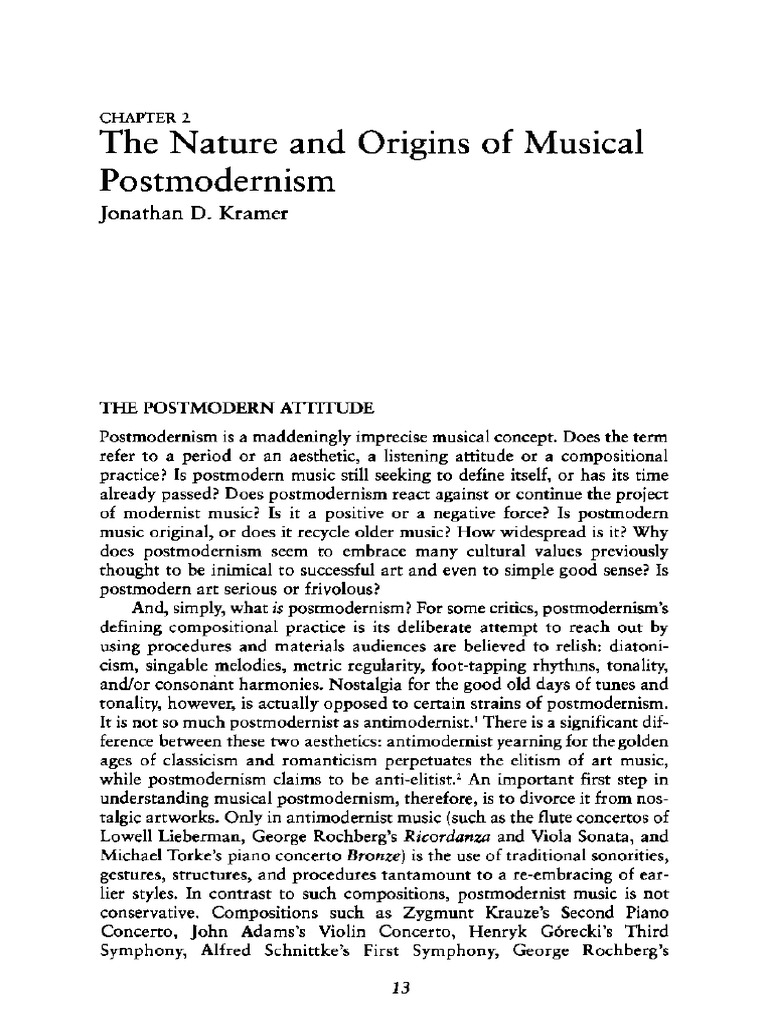 Postmodern Music - Postmodern Thought - Excerpt | PDF | Postmodernism ...