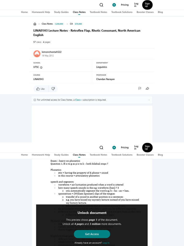LINA01H3 Lecture Notes - Summer 2012, - Retroflex Flap, Rhotic ...