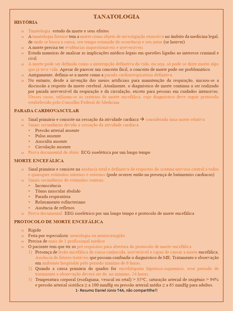 Estudo da Tanatologia e Morte Encefálica | PDF | Morte