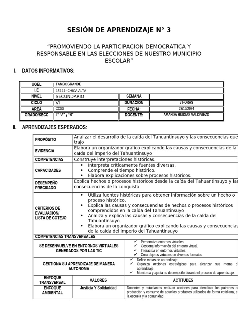Sesion CCSS 2° Sec-Semana 03 Uni 7 | PDF | Evaluación | Aprendizaje