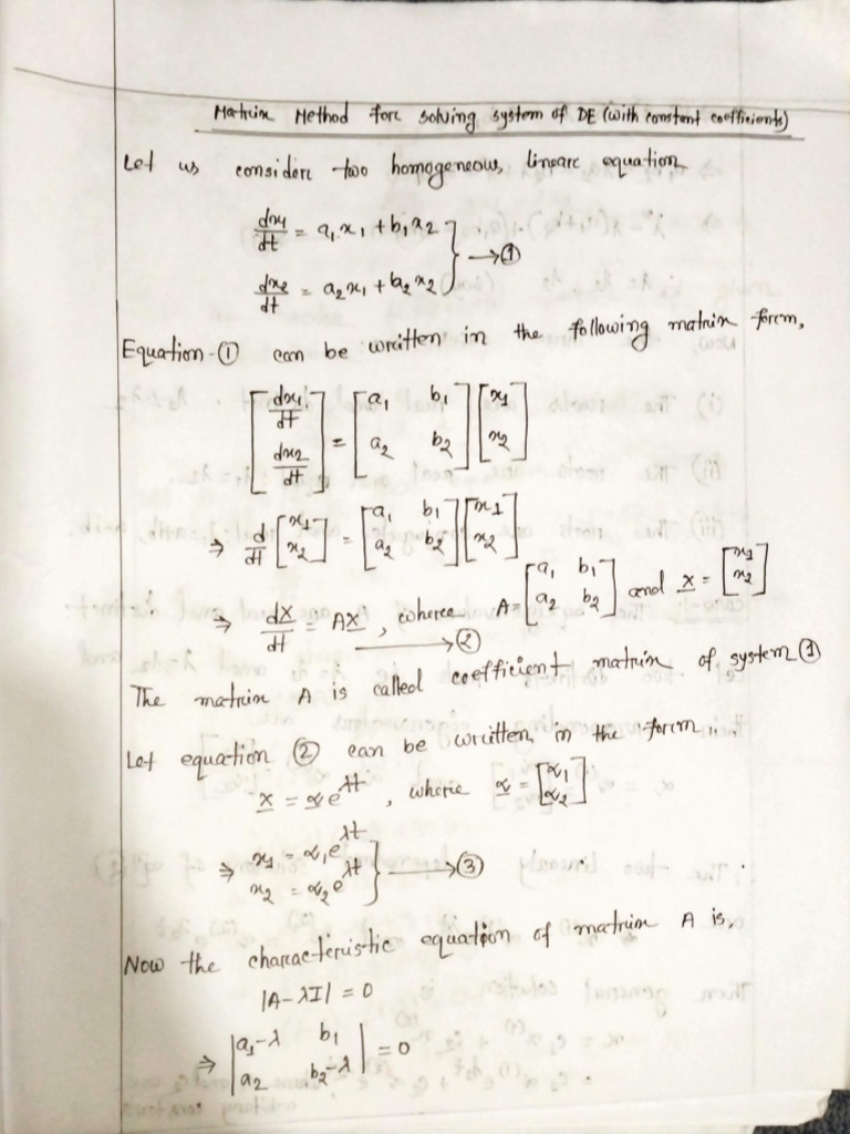 Matrix Method (Ode) | PDF