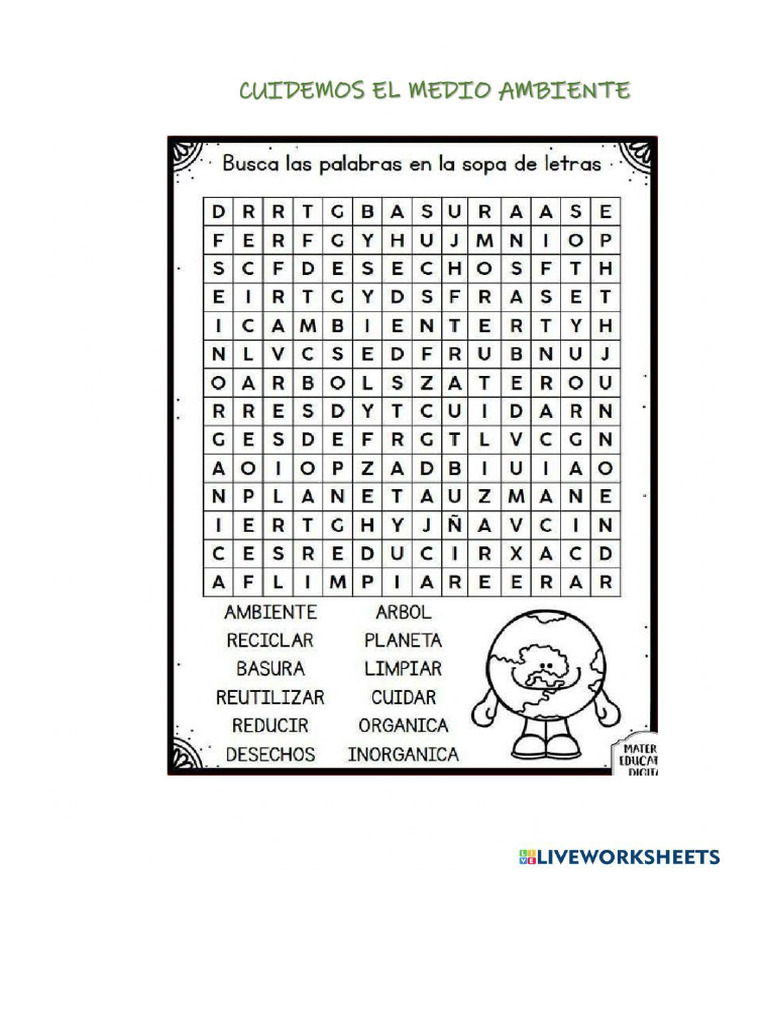 Sopa de Letras Medio Ambiente | PDF