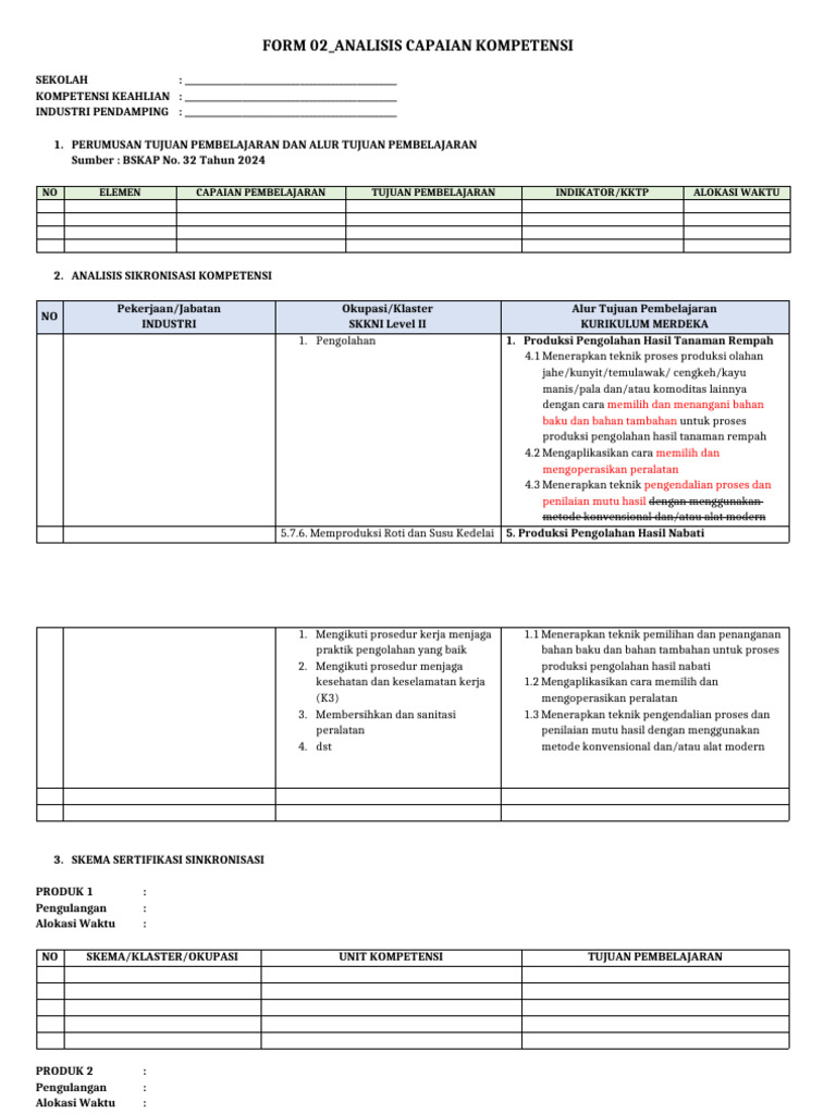 Form TEFA - 02. Analisis Cakupan Kompetensi | PDF