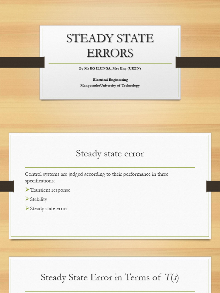 Steady State Errors | PDF | Steady State | Feedback