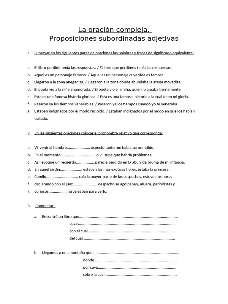 La Oración Compleja | PDF