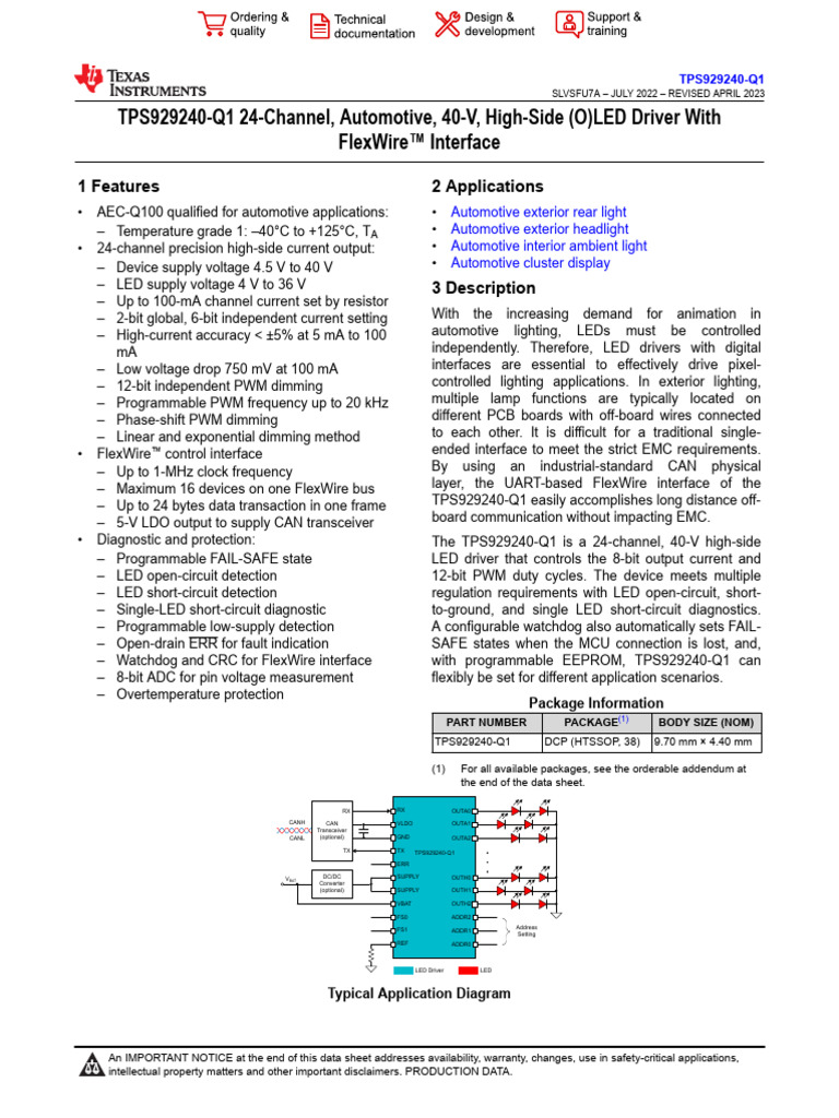 tps929240 q1 | PDF | Electrical Components | Electrical Engineering