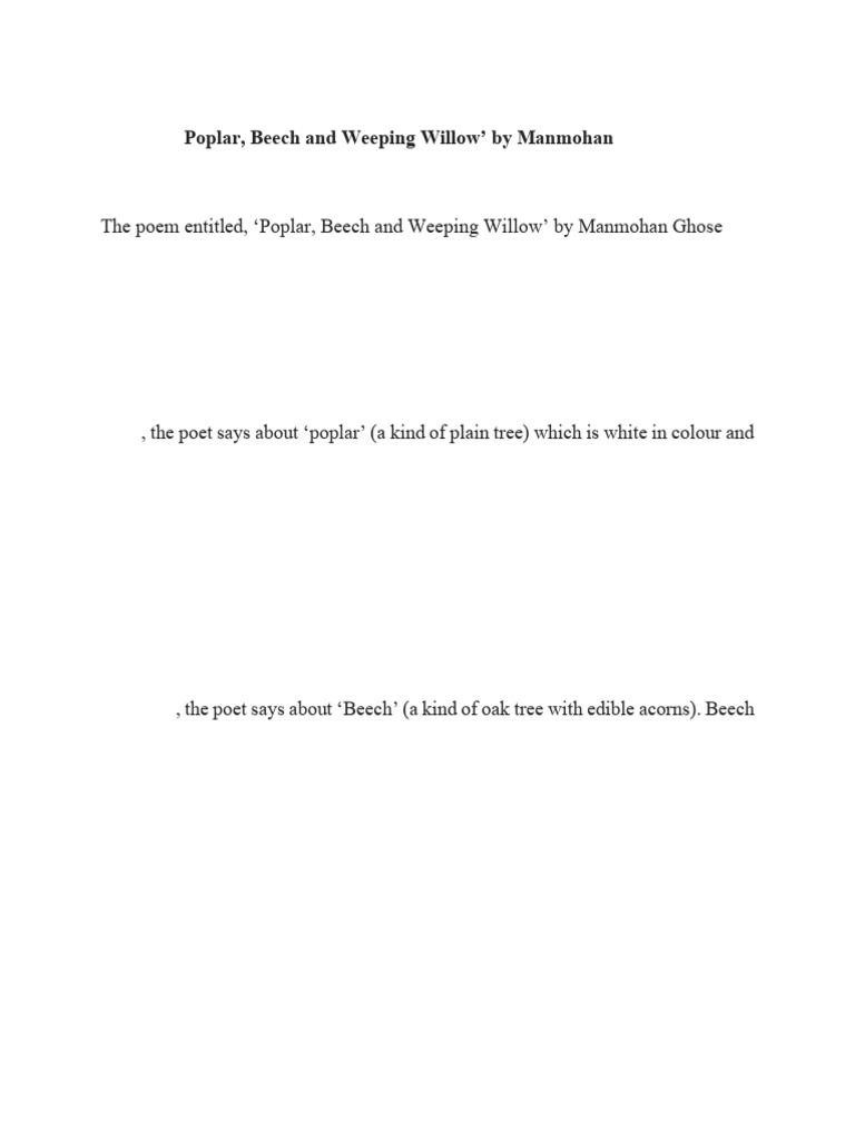Poplar J Beech 0 Willow | PDF | Poetry