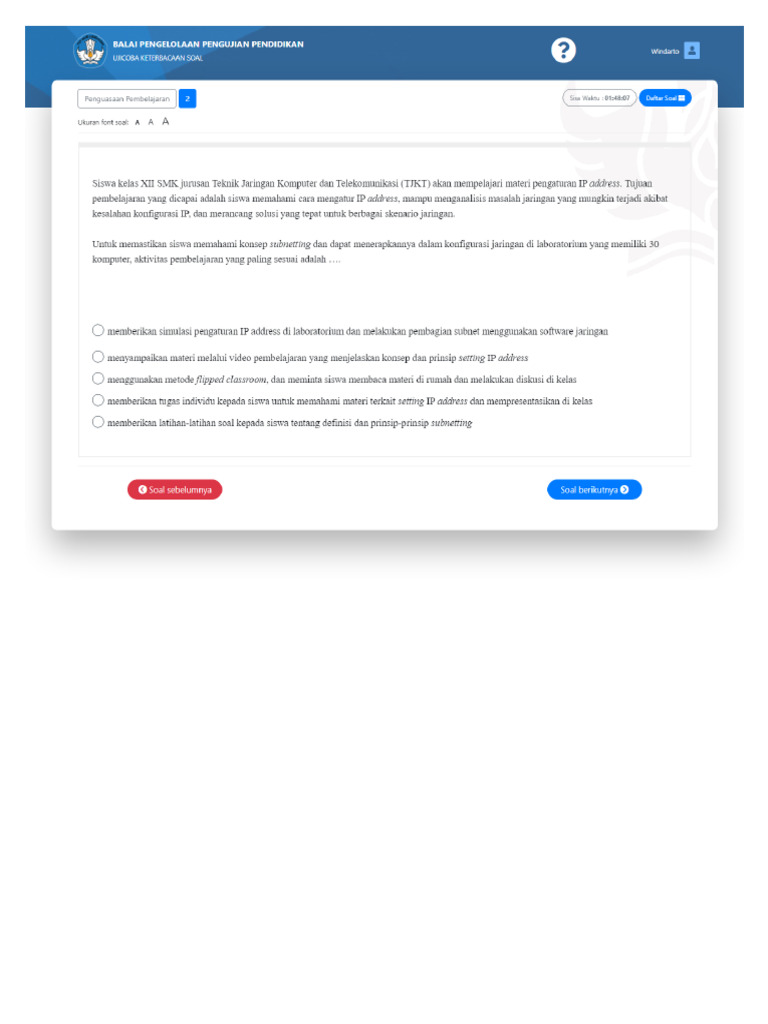 Screencapture Simulasi Ukpppg BPPP Kemdikbud Go Id Peserta Mulai Ujian 895 2024 10 24 14 - 27 ...