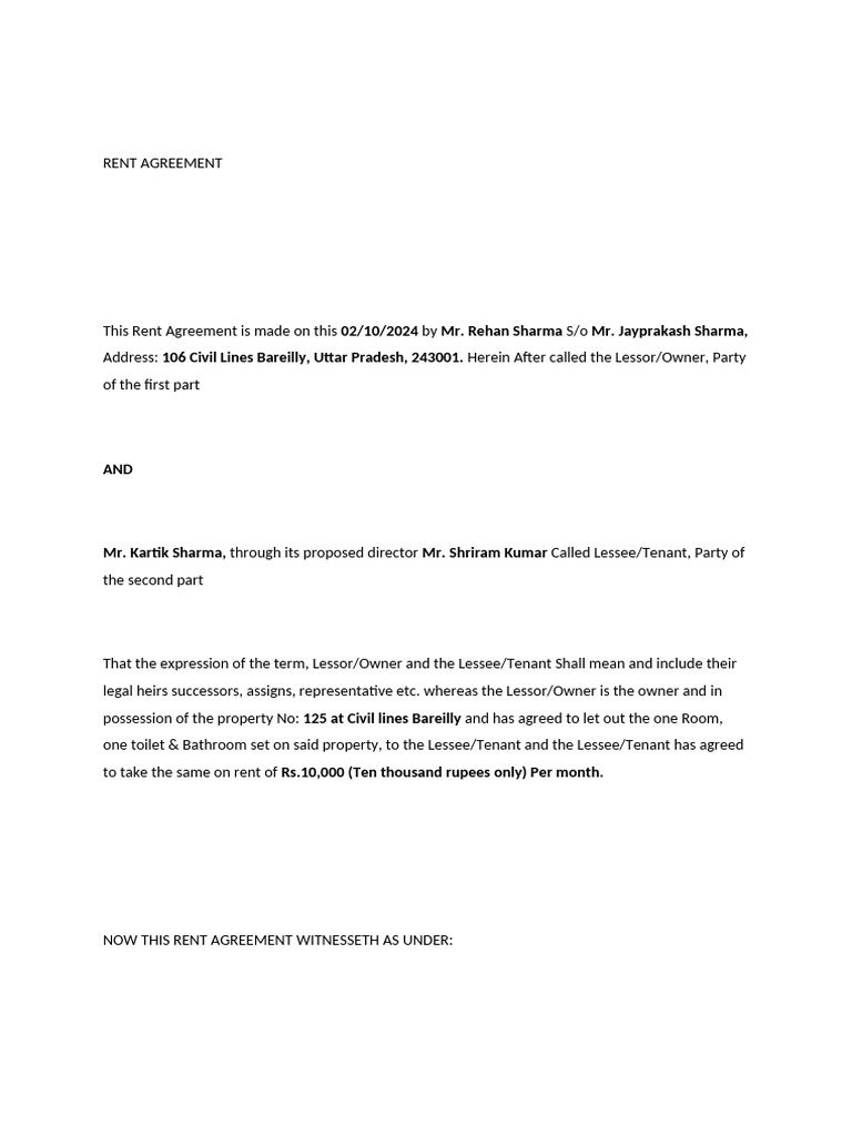 Rent Agreement | PDF