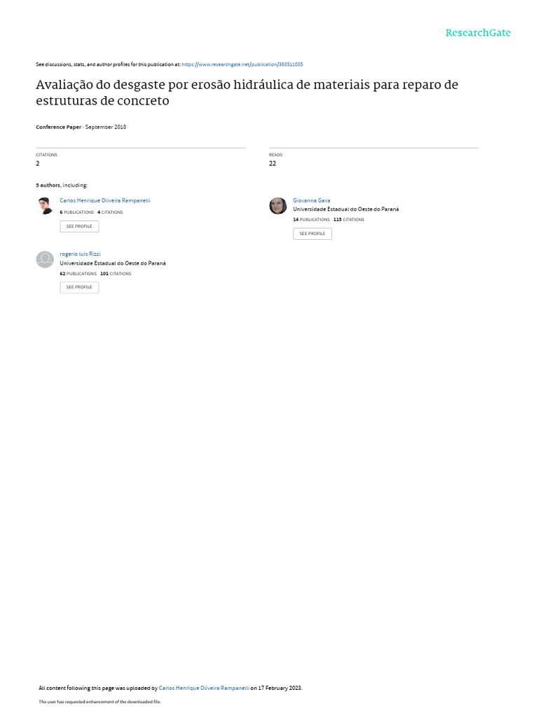 Avaliação Do Desgaste Por Erosão Hidráulica de Materiais para Reparo de ...