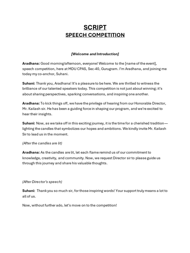 Script - Speech Competition | PDF