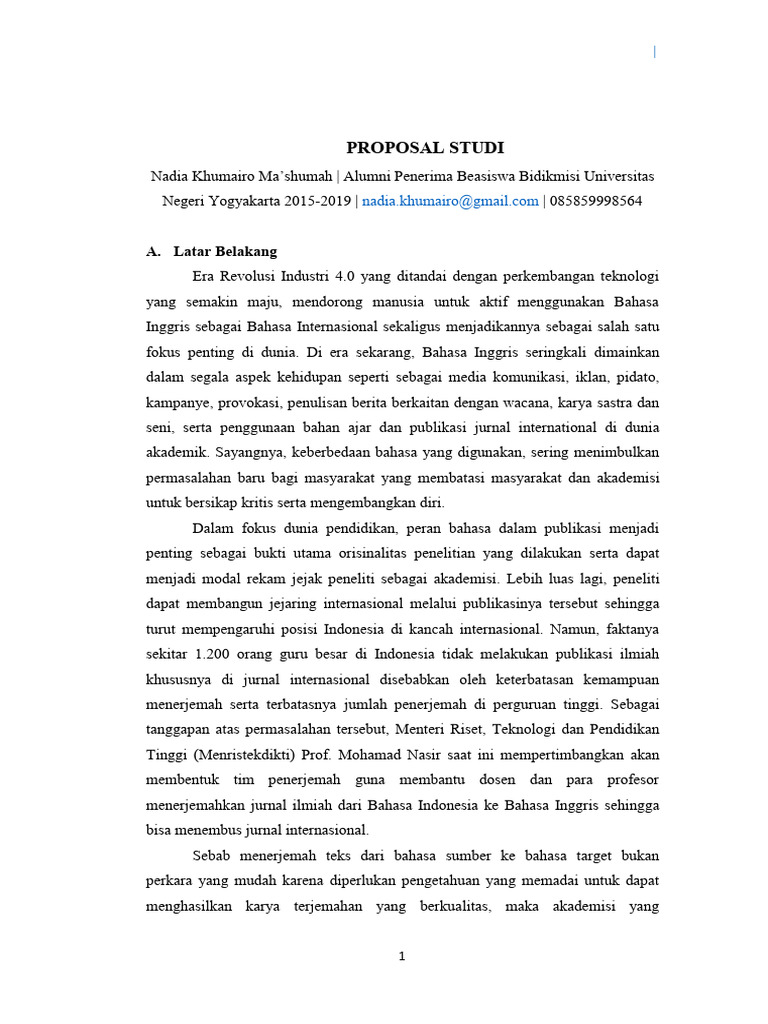 Contoh Proposal Studi | PDF
